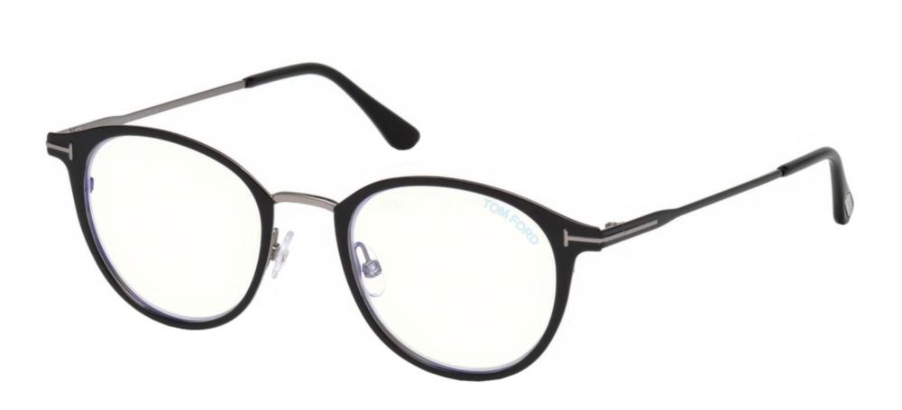 Tom Ford Ft 5528-b Blue Block Unisex Black Round Eyeglasses – Otticanet USA