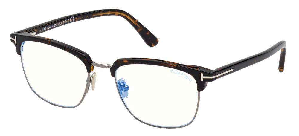 Tom Ford FT 5683-B BLUE BLOCK men Havana Geometric Eyeglasses ...