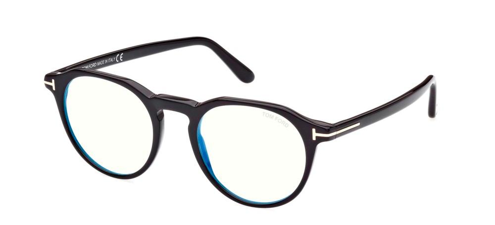 Tom Ford FT 5833-B BLUE BLOCK men Black Round Eyeglasses – Otticanet USA