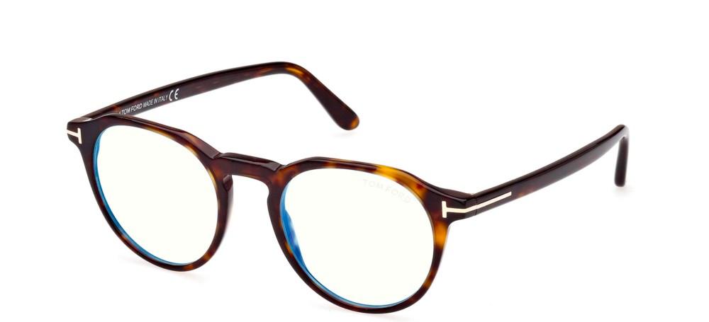 Tom Ford FT 5833-B BLUE BLOCK men Havana Round Eyeglasses – Otticanet USA